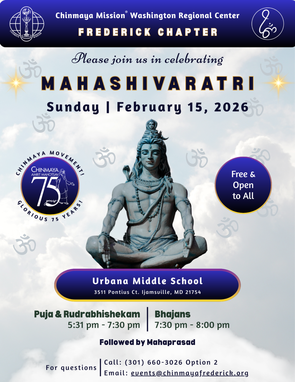 2026 Mahashivaratri Celebrations at Chinmaya Frederick - Chinmaya ...